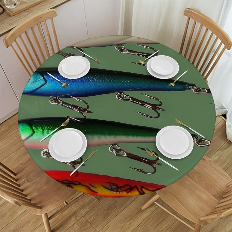 QKZF Style Print Round Tablecloth,Decorative Table Cover for Weddings ...