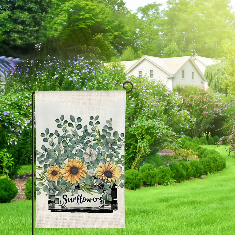 QKZF Summer Sunflower House Flag Vertical Double Sided Decorative ...