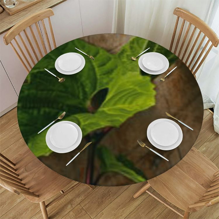 QKZF Sunflower Woodenboard Fitted Round Tablecloth Waterproof Table ...
