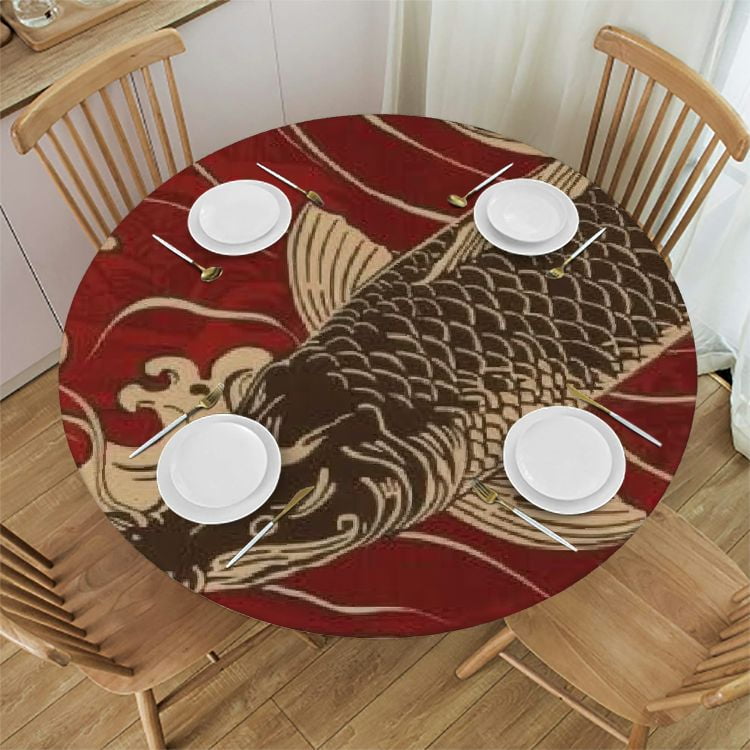 QKZF Table Cloth Tablecloth Round Table Covers Vintage Golden Red New ...