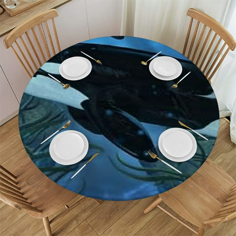 QKZF Table Cover Orcinus Orcas Tablecloths The Underwater World Table ...