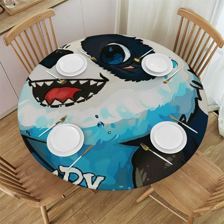 QKZF Whale Reusable Table Cover Waterproof Round Elastic Fit Tablecloth ...