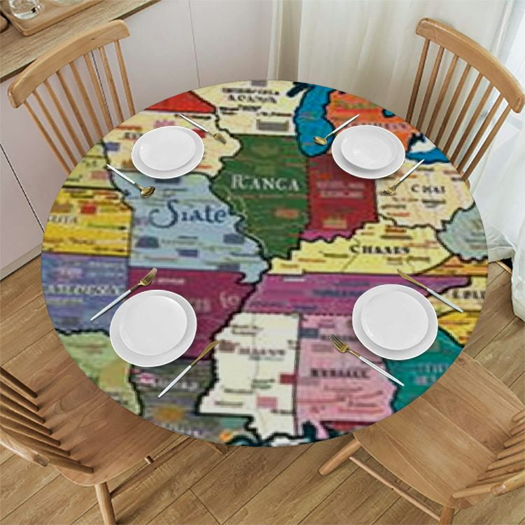 QKZF World Map Decorative Rectangle Tablecloth Vintage Colors Highly ...