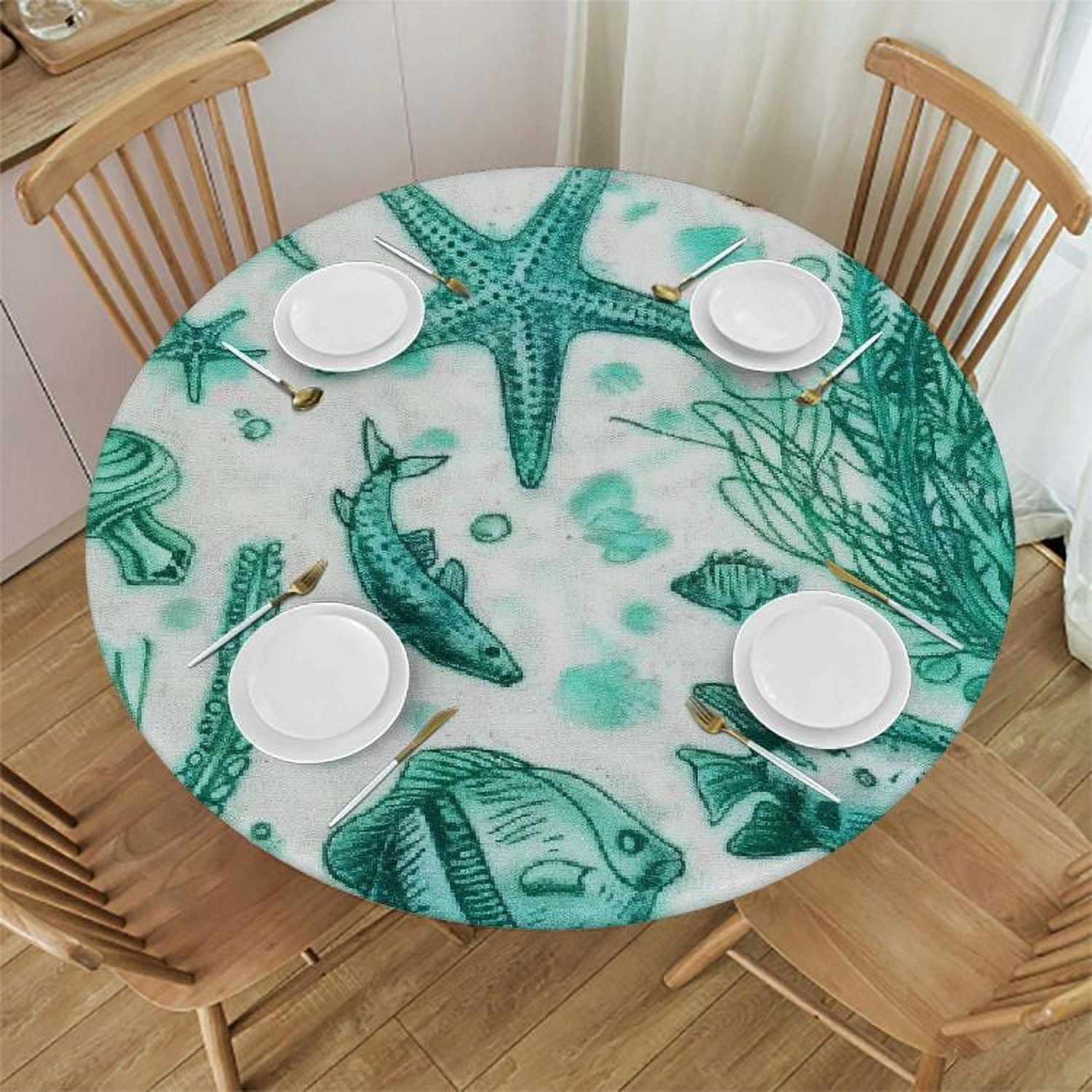 QKZF pattern Round table cover,in,waterproof fabric decorative,Reusable ...