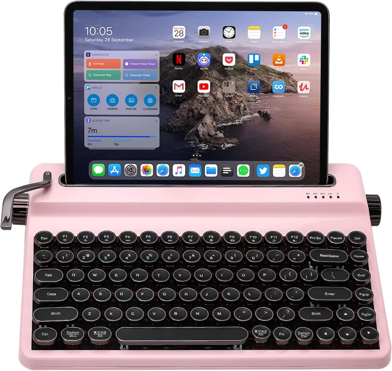QL75 Wireless Typewriter Hot Swap Retro Mechanical Keyboard,Punk Round ...