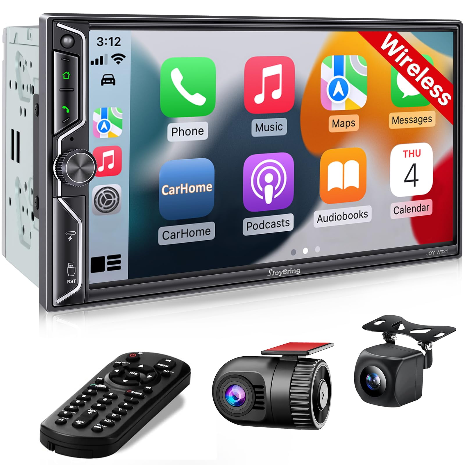 [QLED Screen Upgrade] Double Din Car Stereo with Dash Cam, Wireless ...