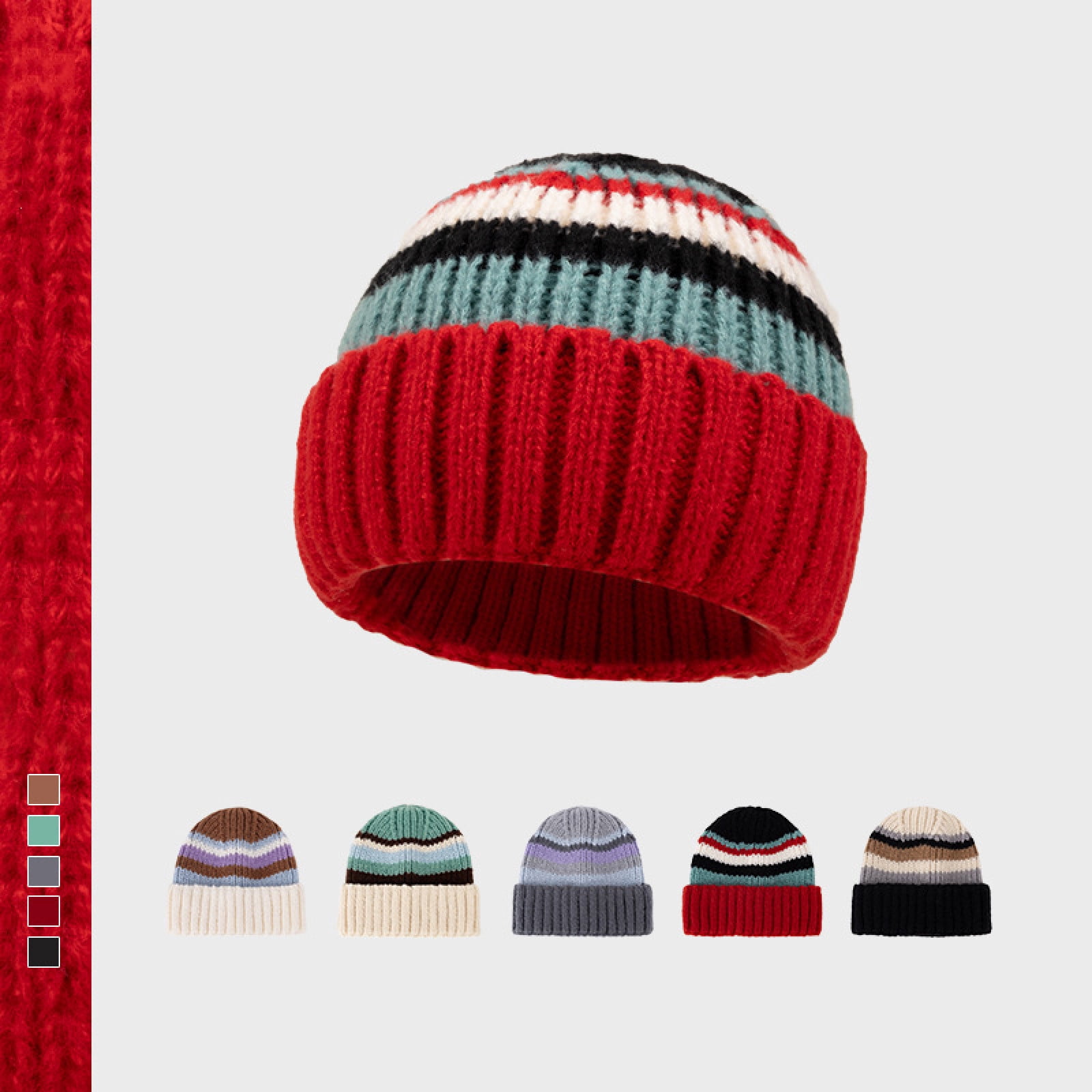 QLEICOM Beanie for Men,Womens Winter Hat,Color Block Knit Beanie for ...