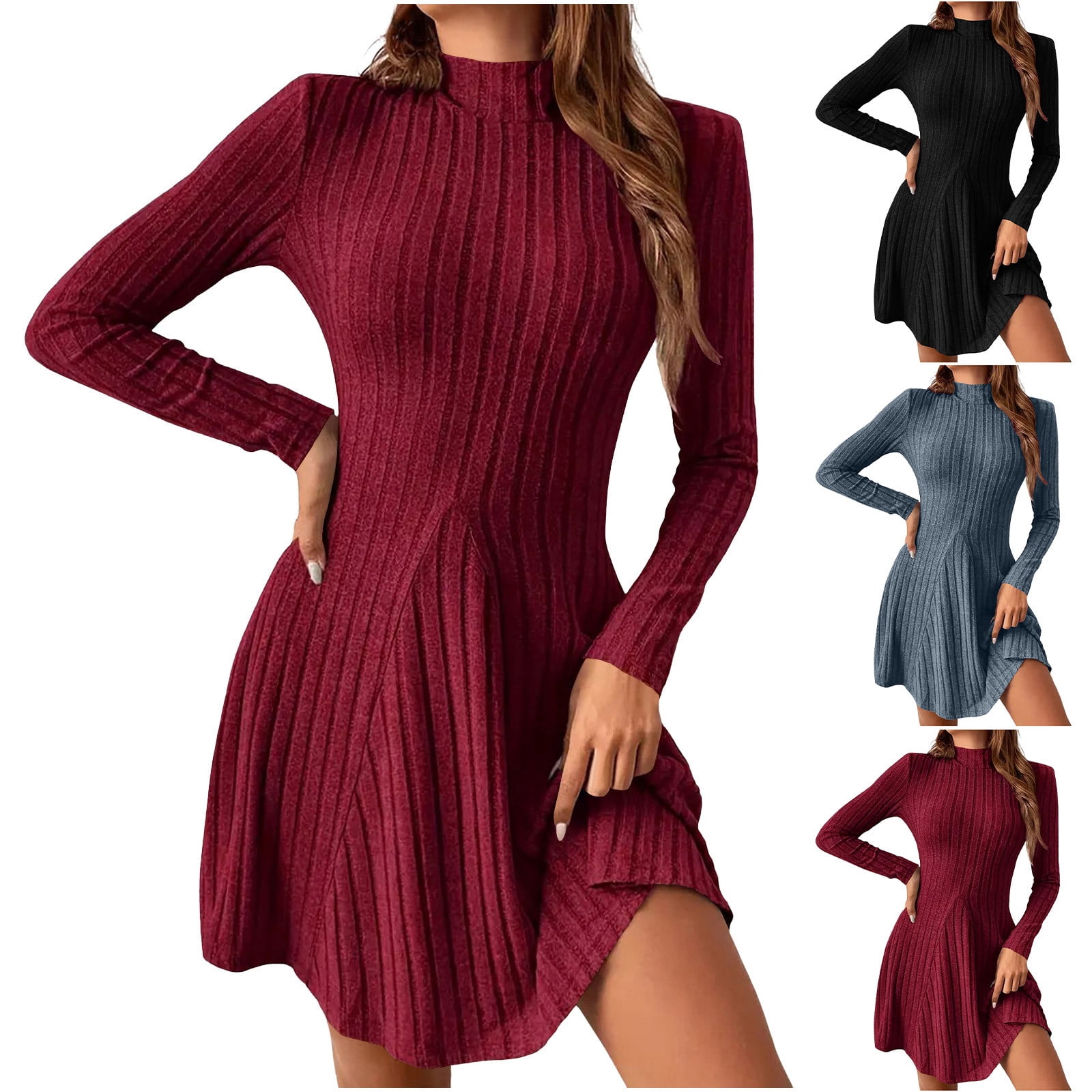 QLEICOM Long Sleeve Dress for Women,Fall Dresses,Women's Long Sleeve ...
