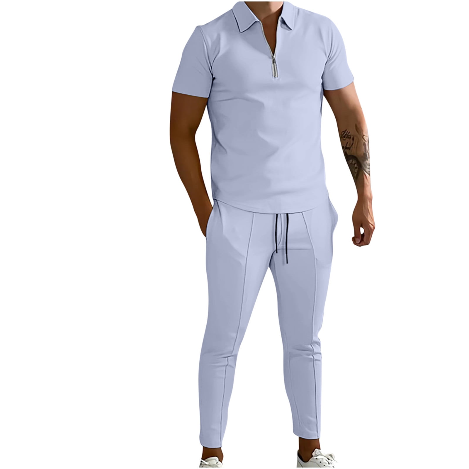 QLEICOM Men's 2 Piece Tracksuits Fashion Casual Athletic Jogging ...