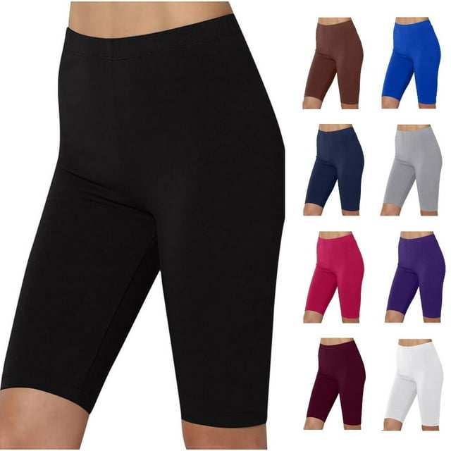 QLEICOM Women's Plus Size High Waist Workout & Yoga Shorts, Capri Biker ...