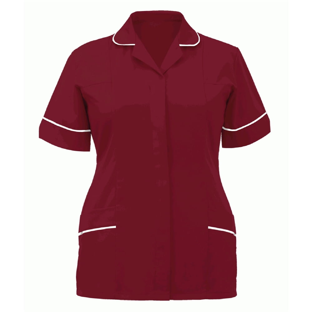 QLEICOM Scrubs Tops for Women, Plus Size Lapel V-Neck Scrubs Short ...