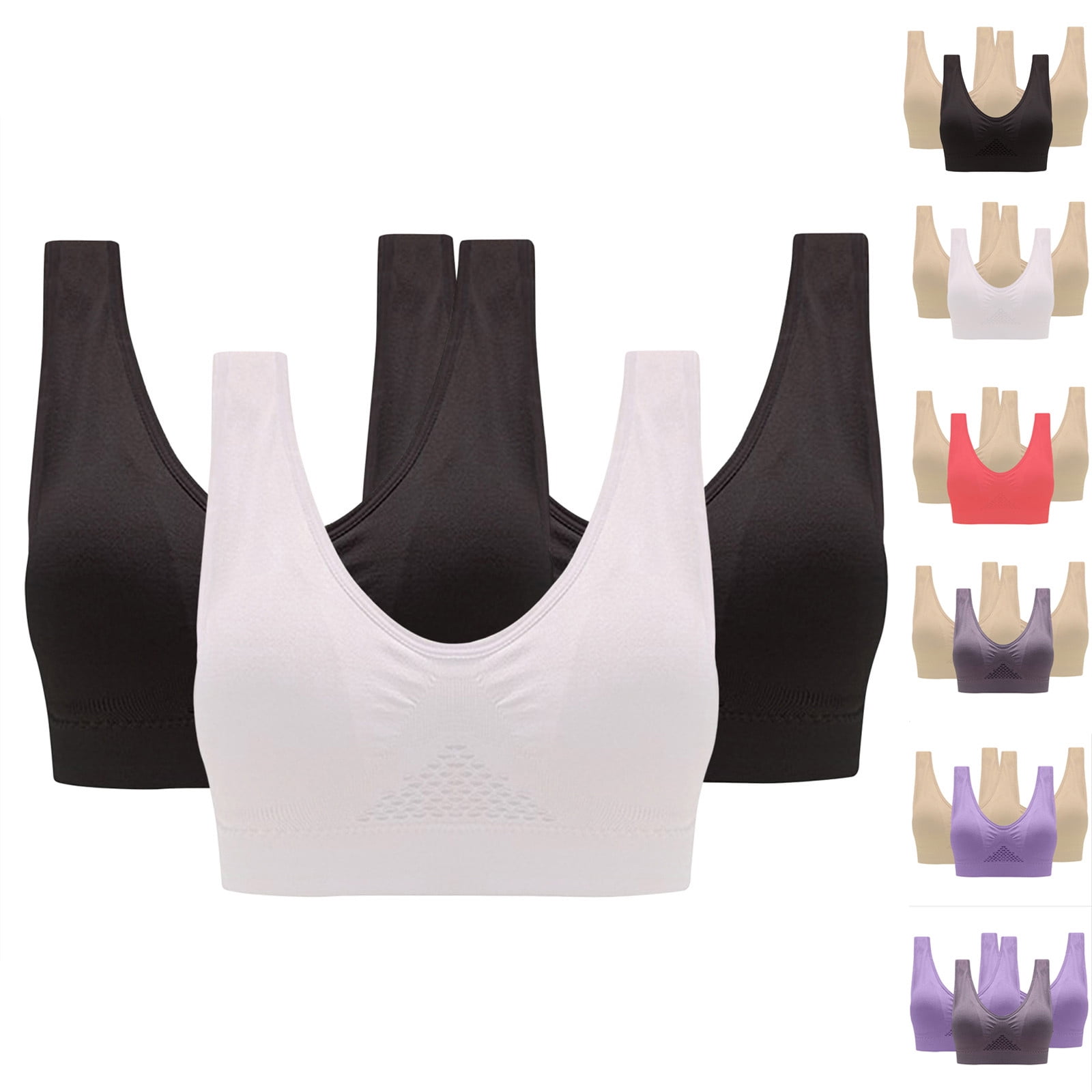 QLEICOM Sports Bras for Women,Wireless Bra,3 Piece Cross Front Side ...
