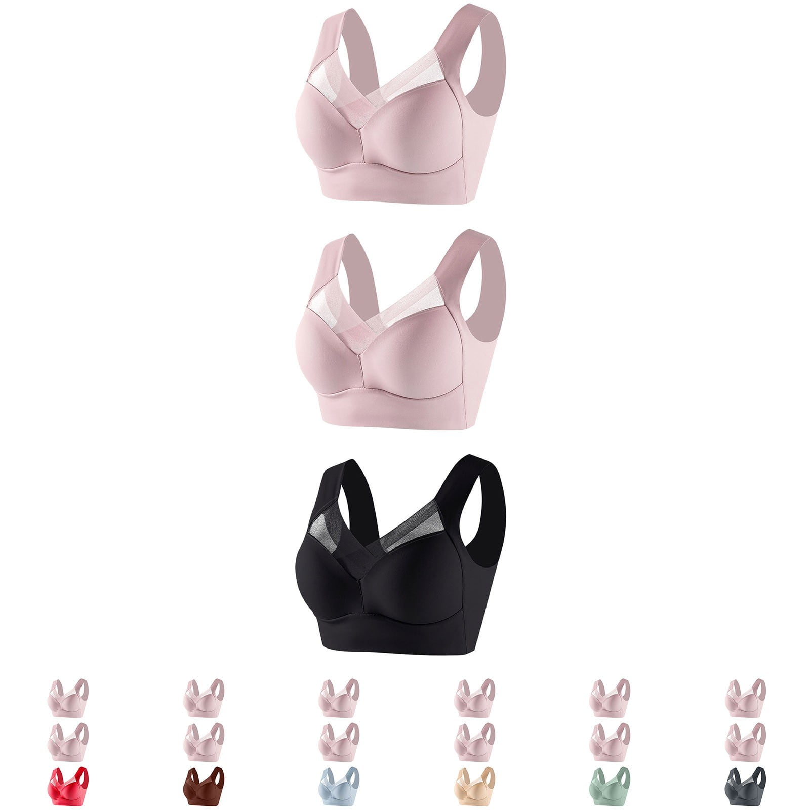 QLEICOM Wireless Bras for Women,Women's Bras,3 Piece Wireless Bra Set ...