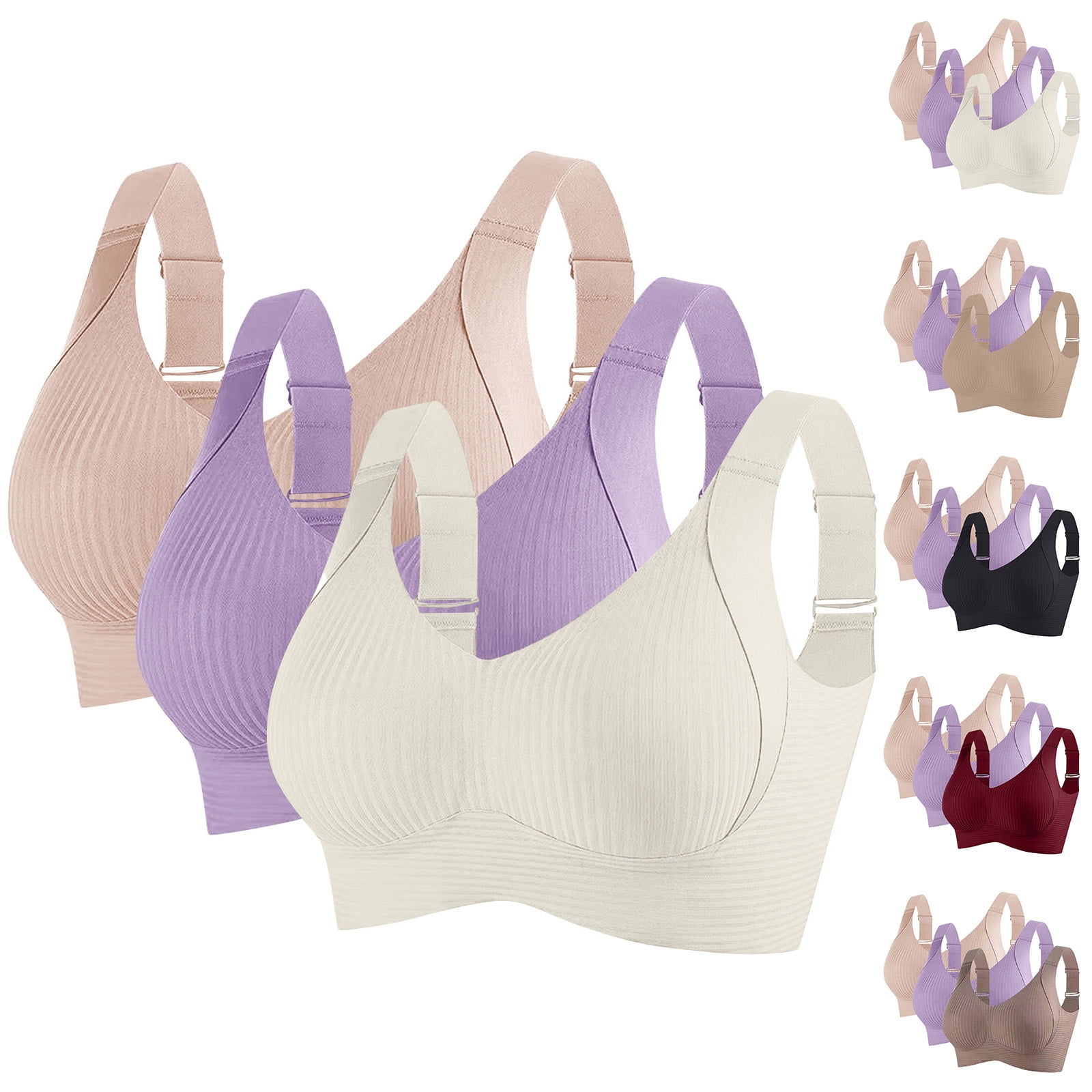 QLEICOM Womens Bras,Sports Bras for Women,3 Pack Women's Wireless ...
