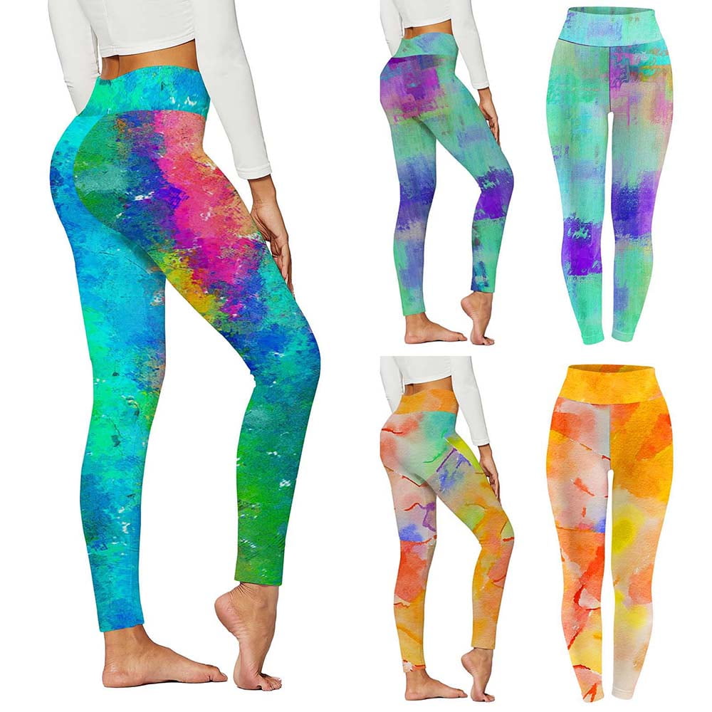 QLEICOM Womens Yoga Pants Capri Leggings Girls Skinny Multicolor ...