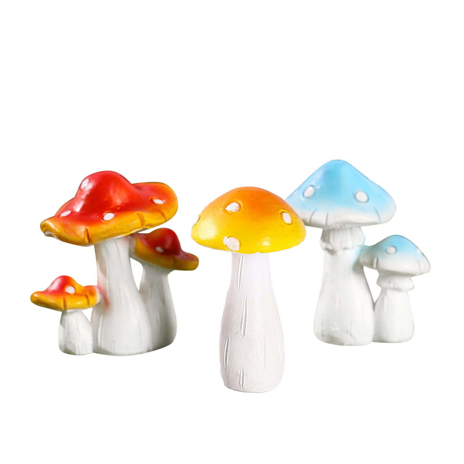QLFSCXG Garden Miniature Mushrooms Statues, Red Blue Orange Mushroom ...