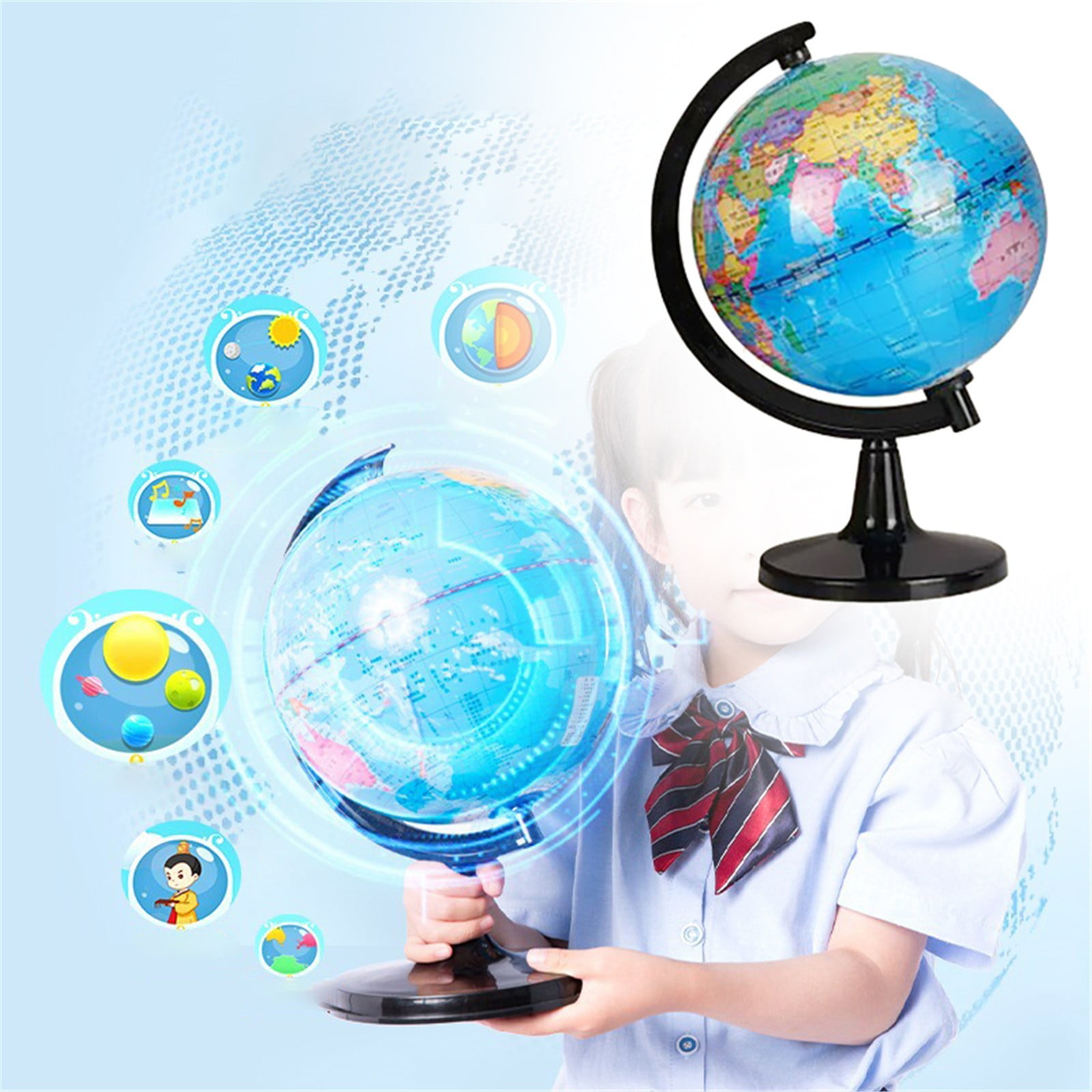 QLFSCXG Global Blue Ocean World Globe with Black Base，Compact Mini ...