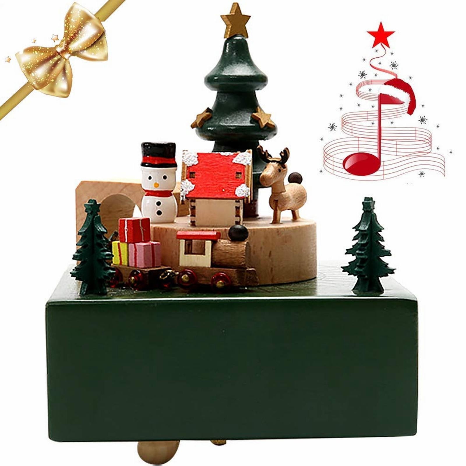 QLFSCXG Holiday Sale! Wooden Music Box Present Christmas Train Snowman ...