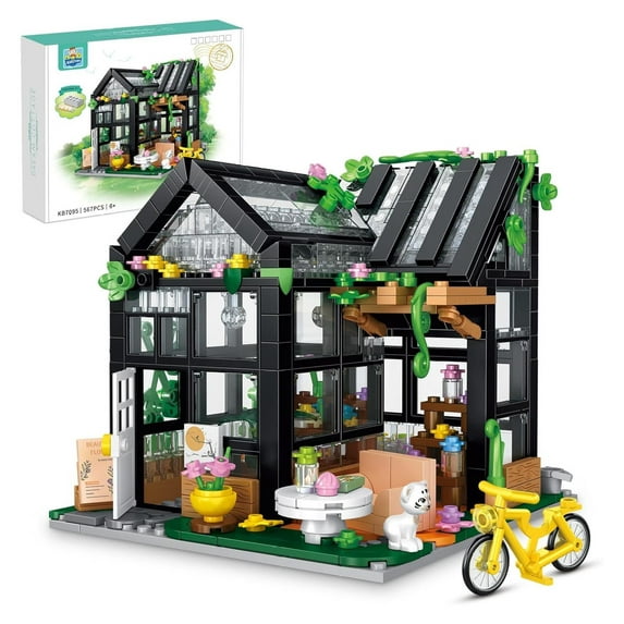 QLT Flower House Building Set for Kids, Greenhouse Building Block Set ...