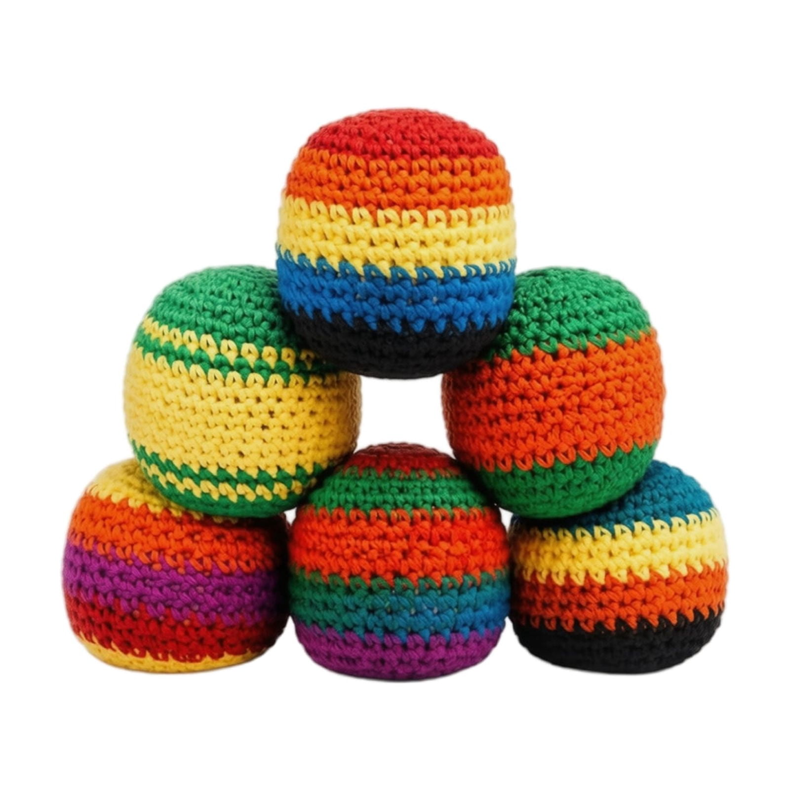 QLUEWX 6PCS Handmade Knitted Footbag Kick Balls, Multicolor Geometric ...