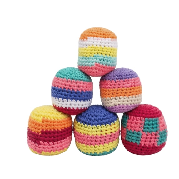 QLUEWX 6PCS Handmade Knitted Footbag Kick Balls, Multicolor Geometric ...