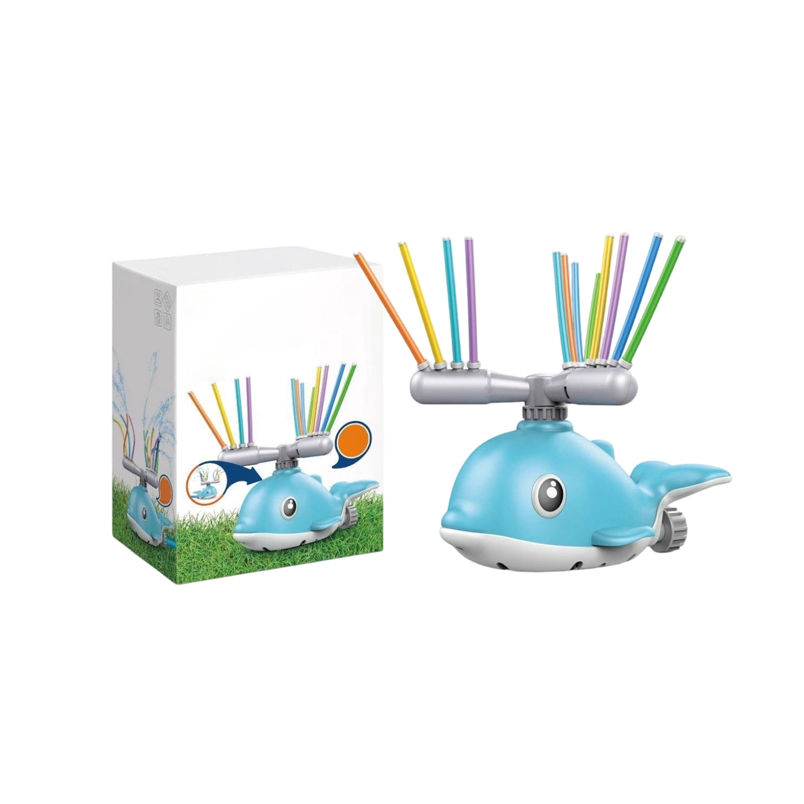 QLUEWX Blue Whale Sprinkler for Kids, Sprinklers with Roating Spray ...