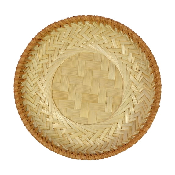 QLUEWX Handwoven Bamboo Wicker Storage Trays, 8.3", Natural Round ...