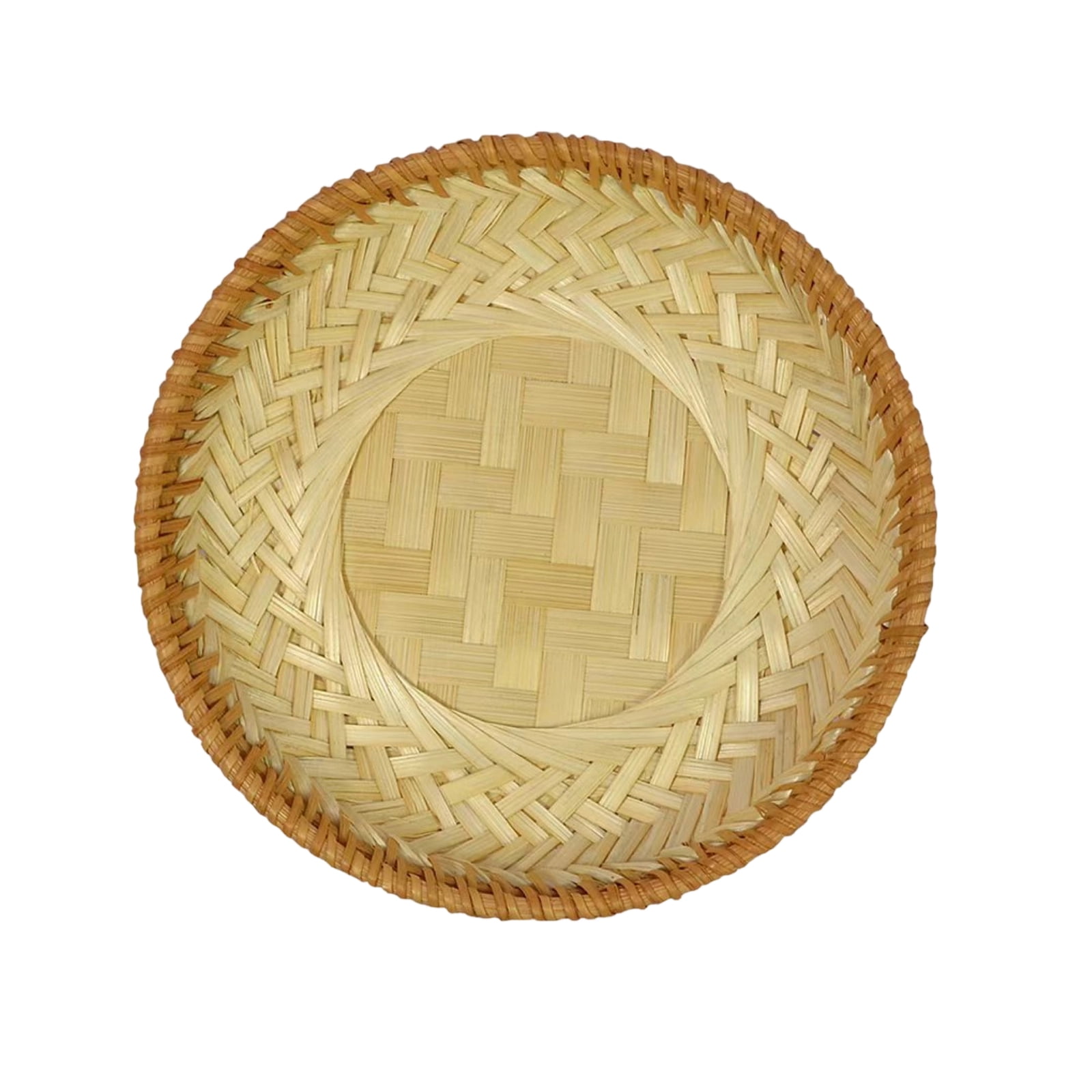 QLUEWX Handwoven Bamboo Wicker Storage Trays, 9", Natural Round Nesting ...