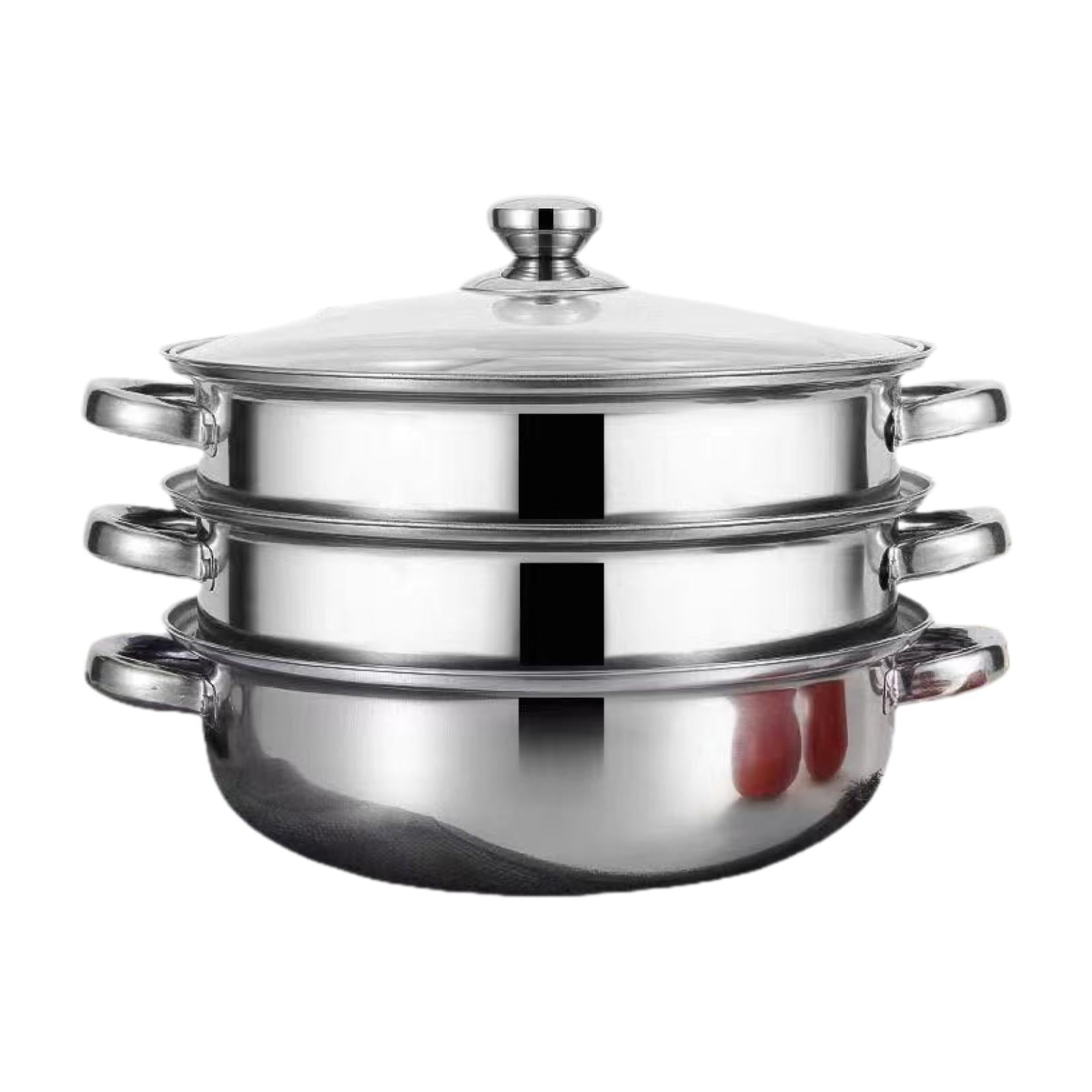 QLoztyse Stainless Steel Steamer 3 Tier Kitchen Steamer Cooker for ...