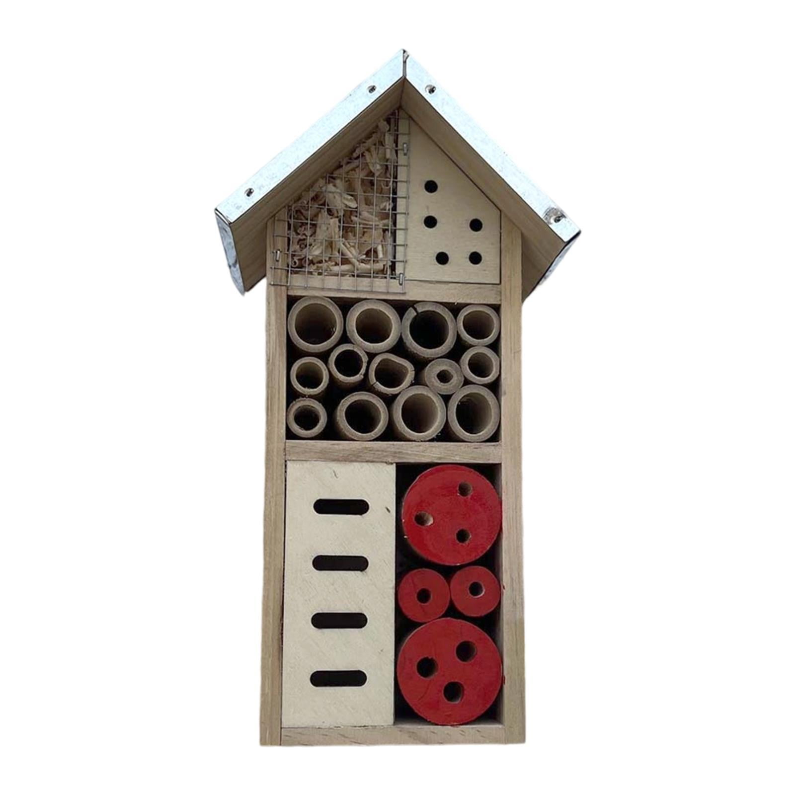 QLoztyse Wooden Hanging Bee House Butterfly Hotel for Beneficial ...