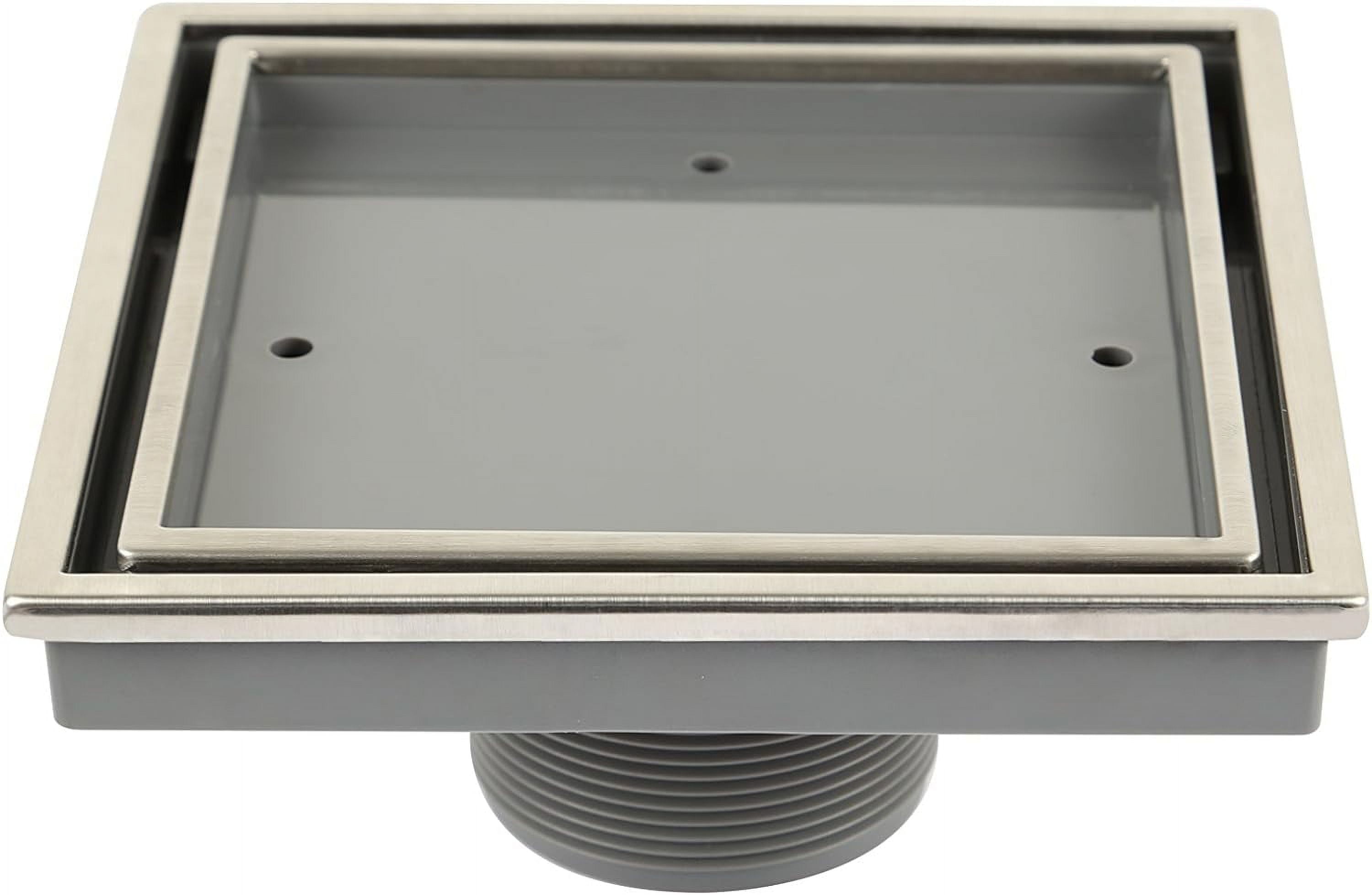 QM Tile-In Center/Square Shower Drain in Polished Stainless Steel ...