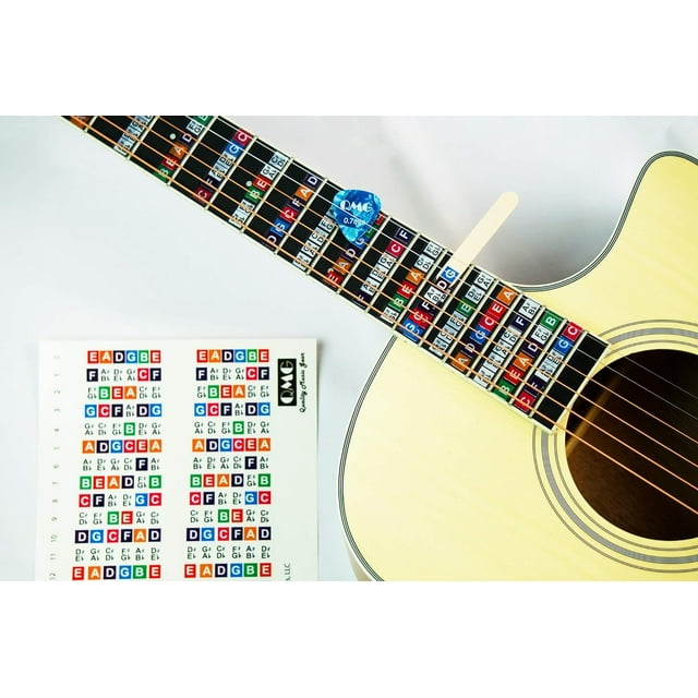 QMG Color Coded Guitar Fretboard Stickers - Learn Guitar and Music ...
