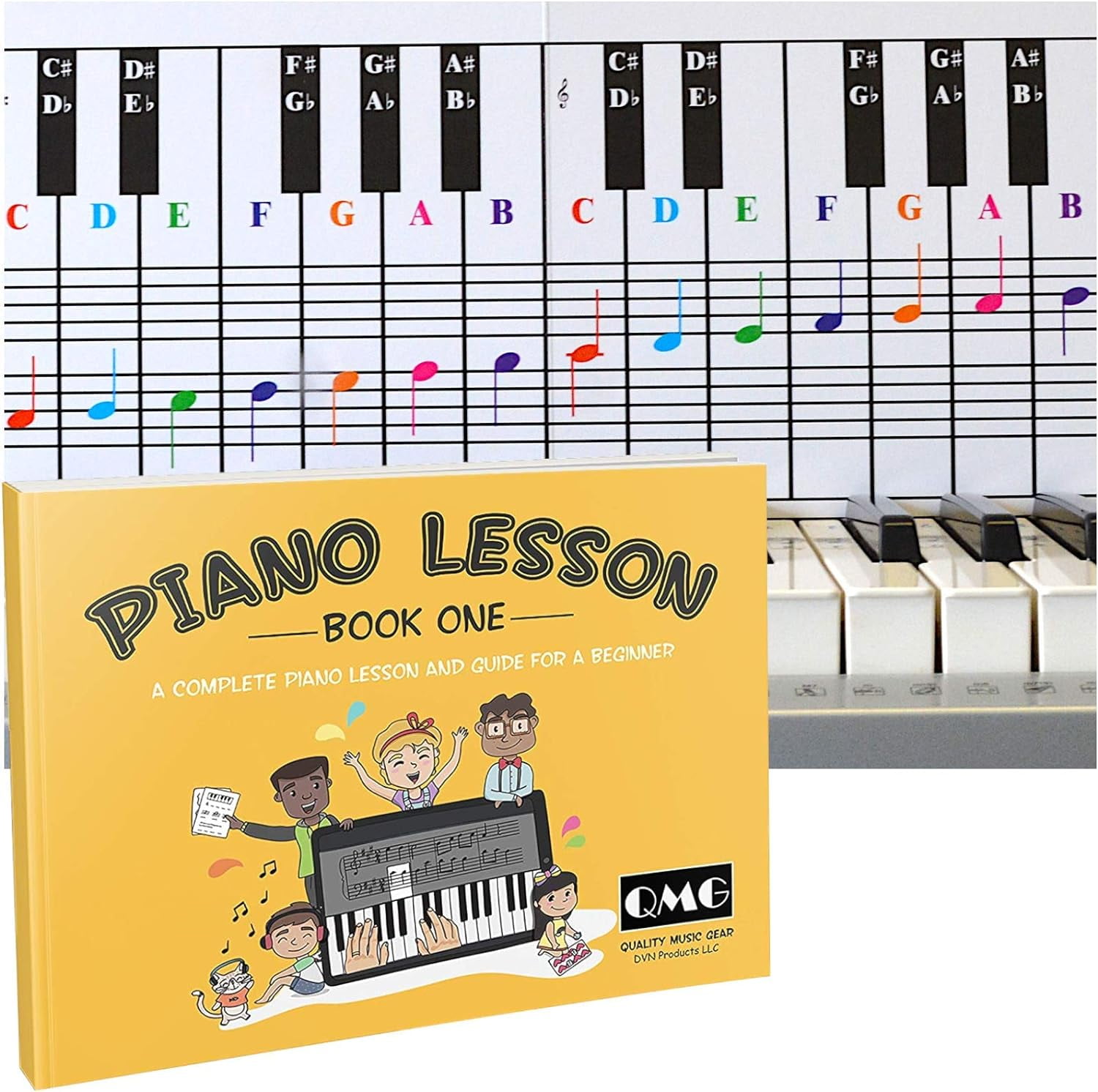 QMG Piano Lesson Book & Note Chart for Beginners, 48 Pages, Color-Coded ...
