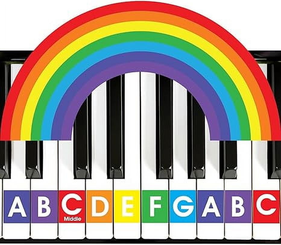 QMG Rainbow Color Piano and Keyboard Stickers for Kids, A B C Piano ...