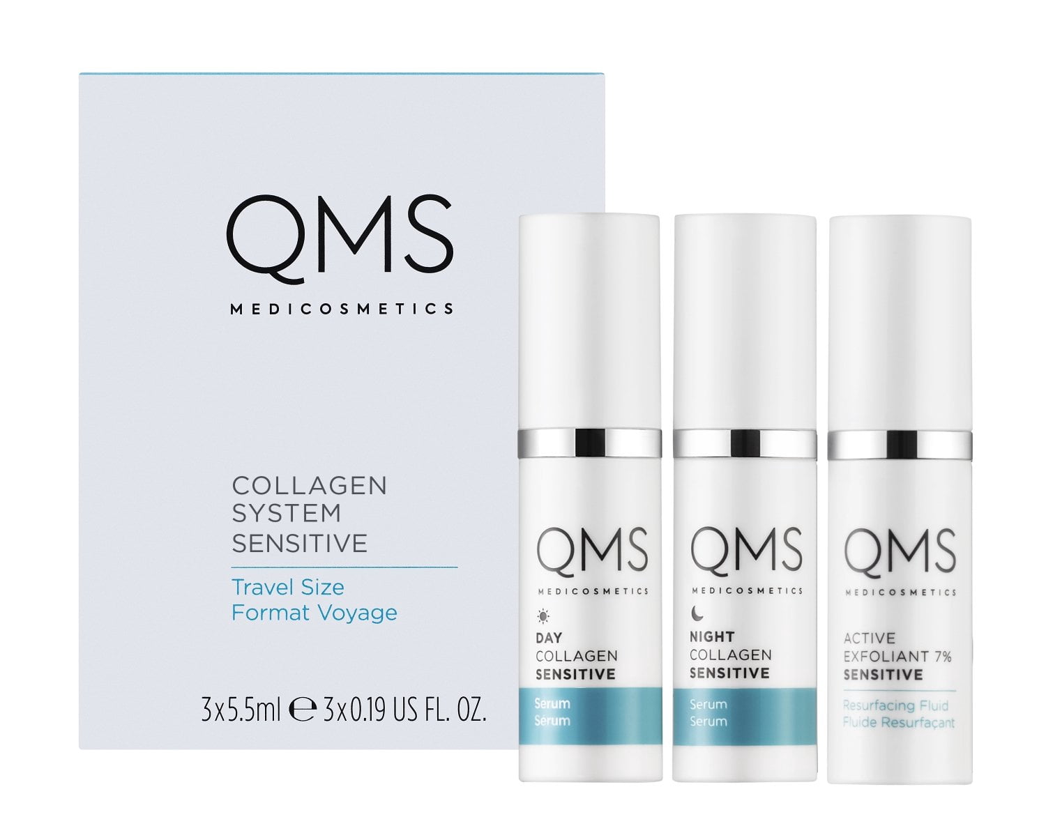 QMS COLLAGEN SYSTEM 3-Step Routine Set Travel Size 3 .5ml - New in Box ...