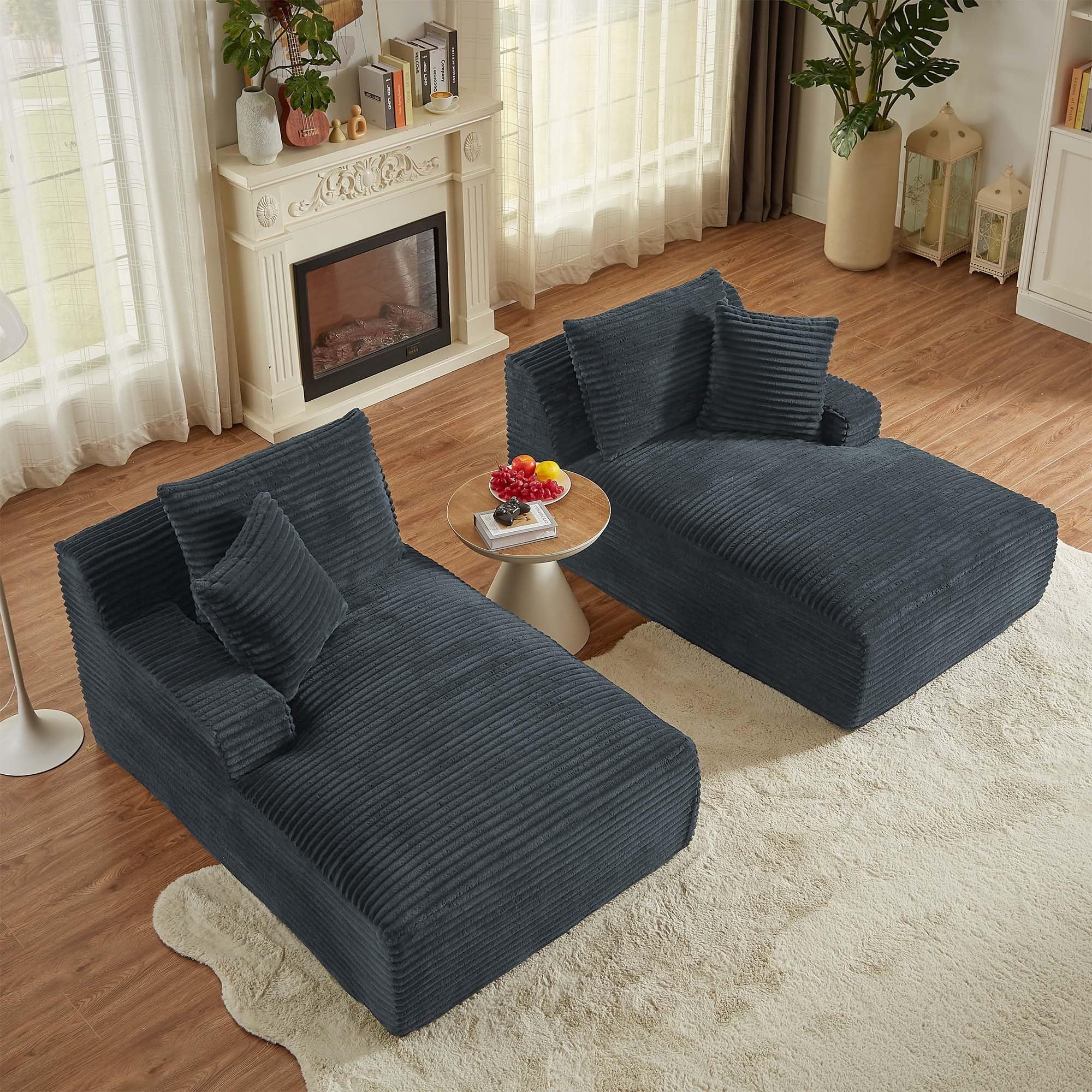 QNACPY 78"W Oversized Boneless Chaise Lounge Sofa , Modern Compressed ...