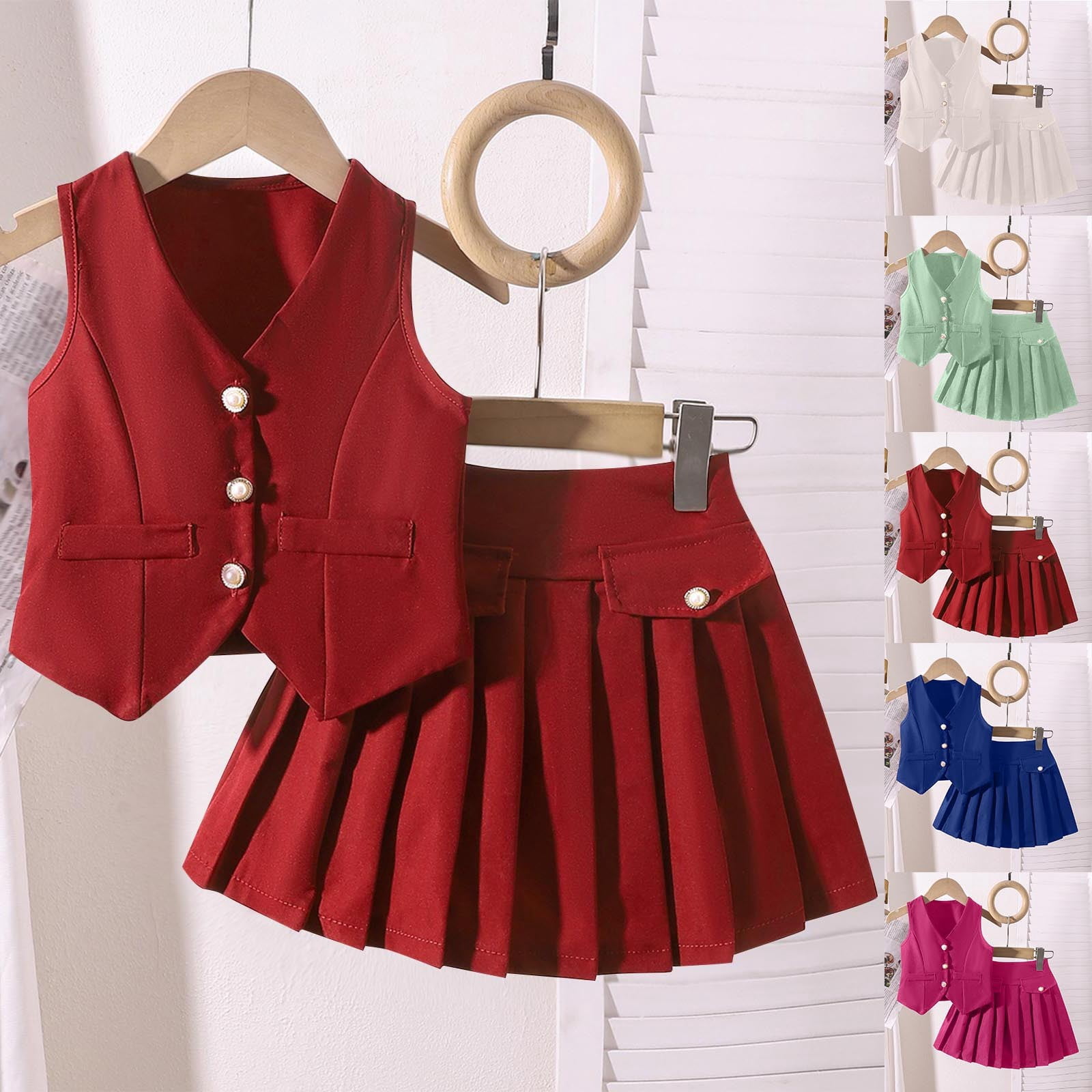 QNANSPI Boys and Girls 2-Piece Outfit Set,Short Suit Jacke Short Skirt ...