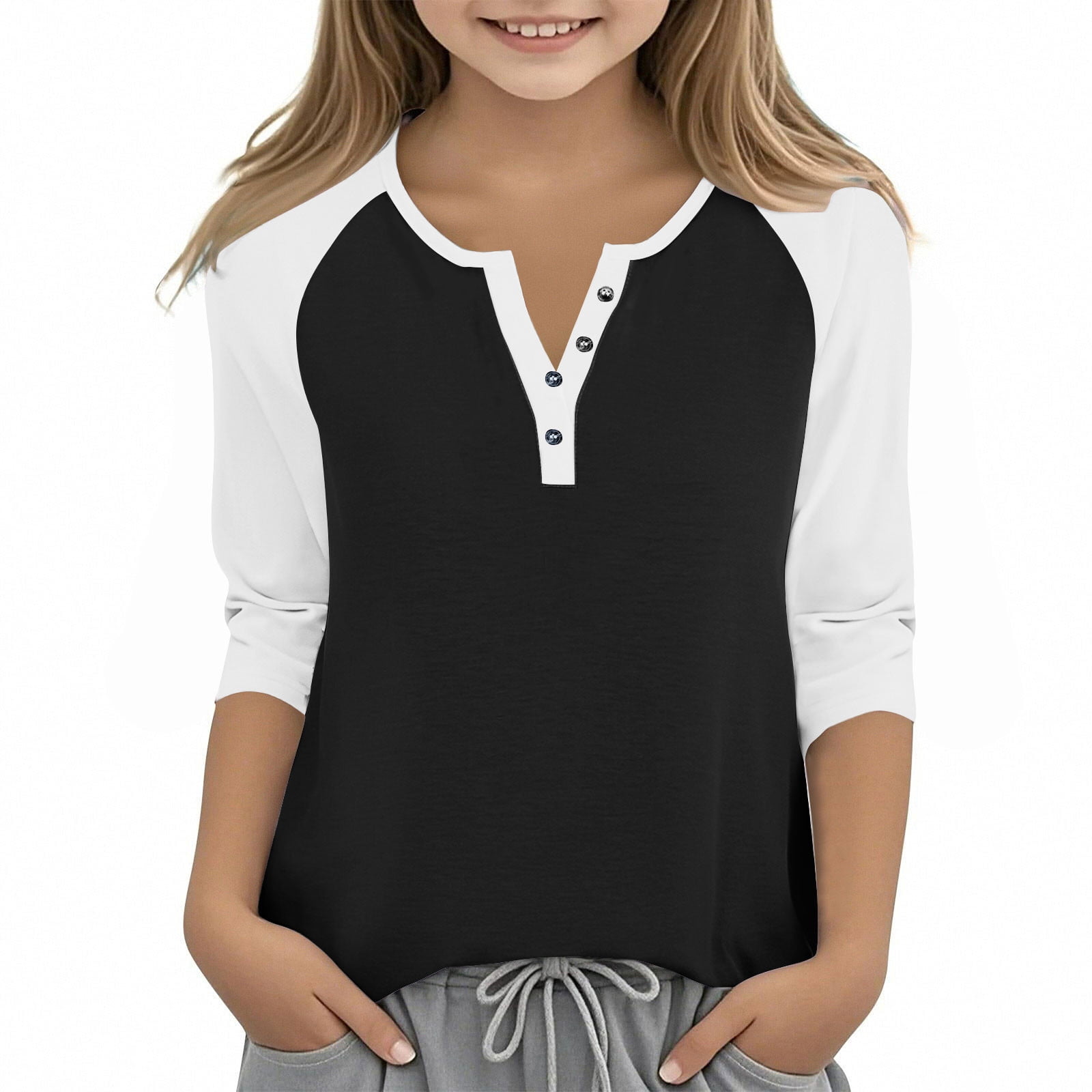 QNANSPI Girls Casual T Shirts, Long Sleeve Shirts for Girls, Girls ...