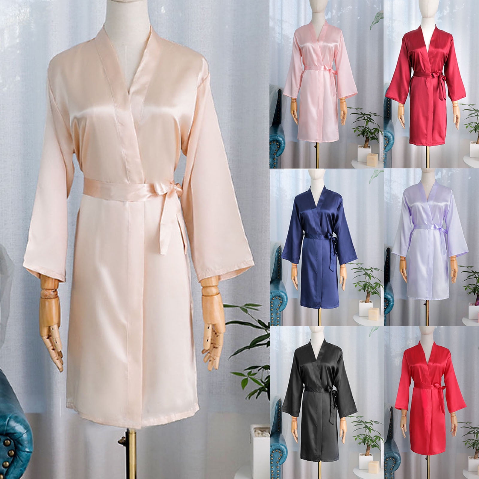 QNANSPI Robes for Women,Silk Robes for Women,Nightgown Light Panel ...