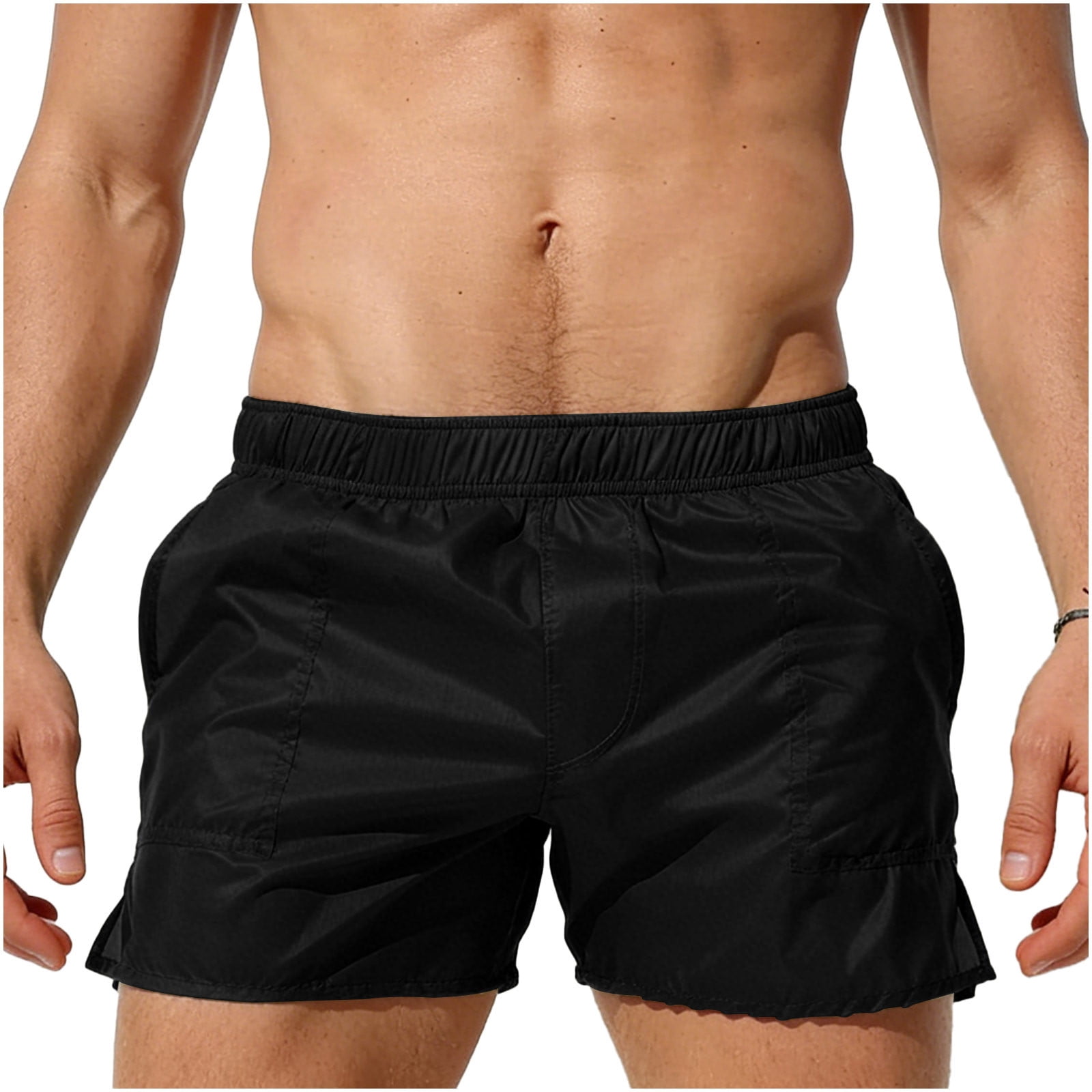 QNANSPI Swimming Trunks for Men, Mens Swim Shorts, Mens Solid Pocket ...