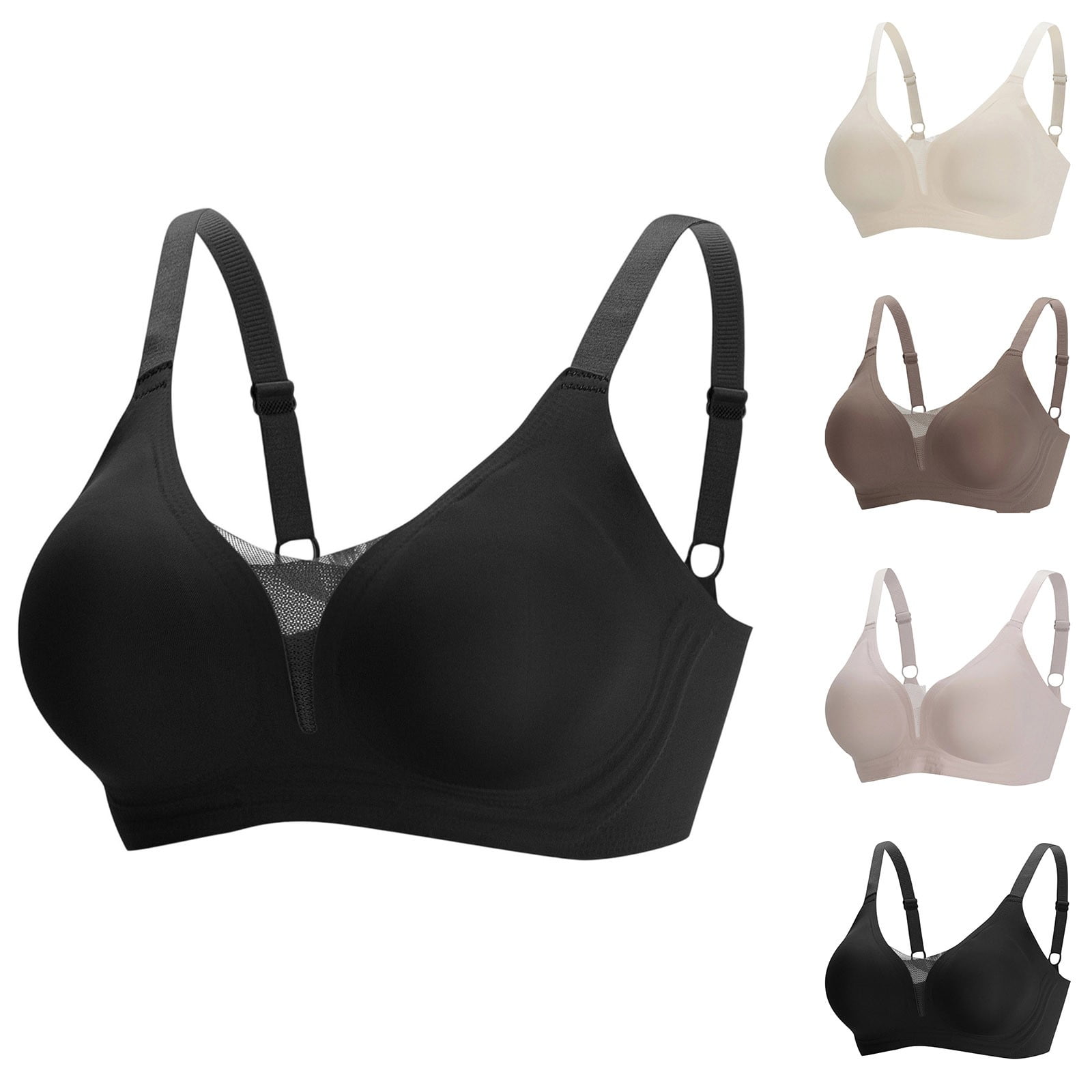 QNANSPI Women Sports Bras,Everyday Bras,Seamless Deep V Wireless Bra ...