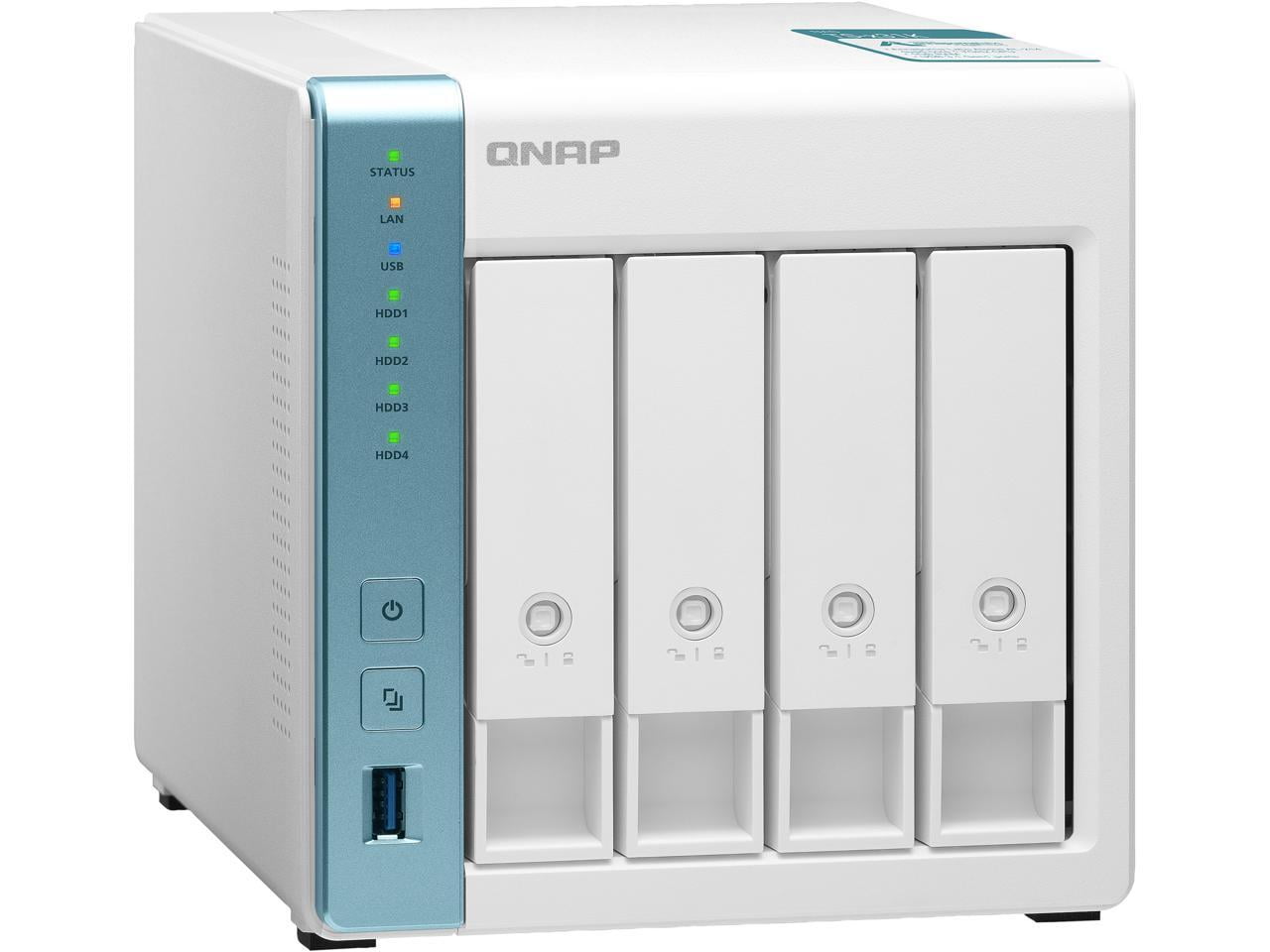 QNAP 4-Bay NAS, Backup/Data Sharing, 1.7GHz 4-core, 1GB RAM, Lockable ...