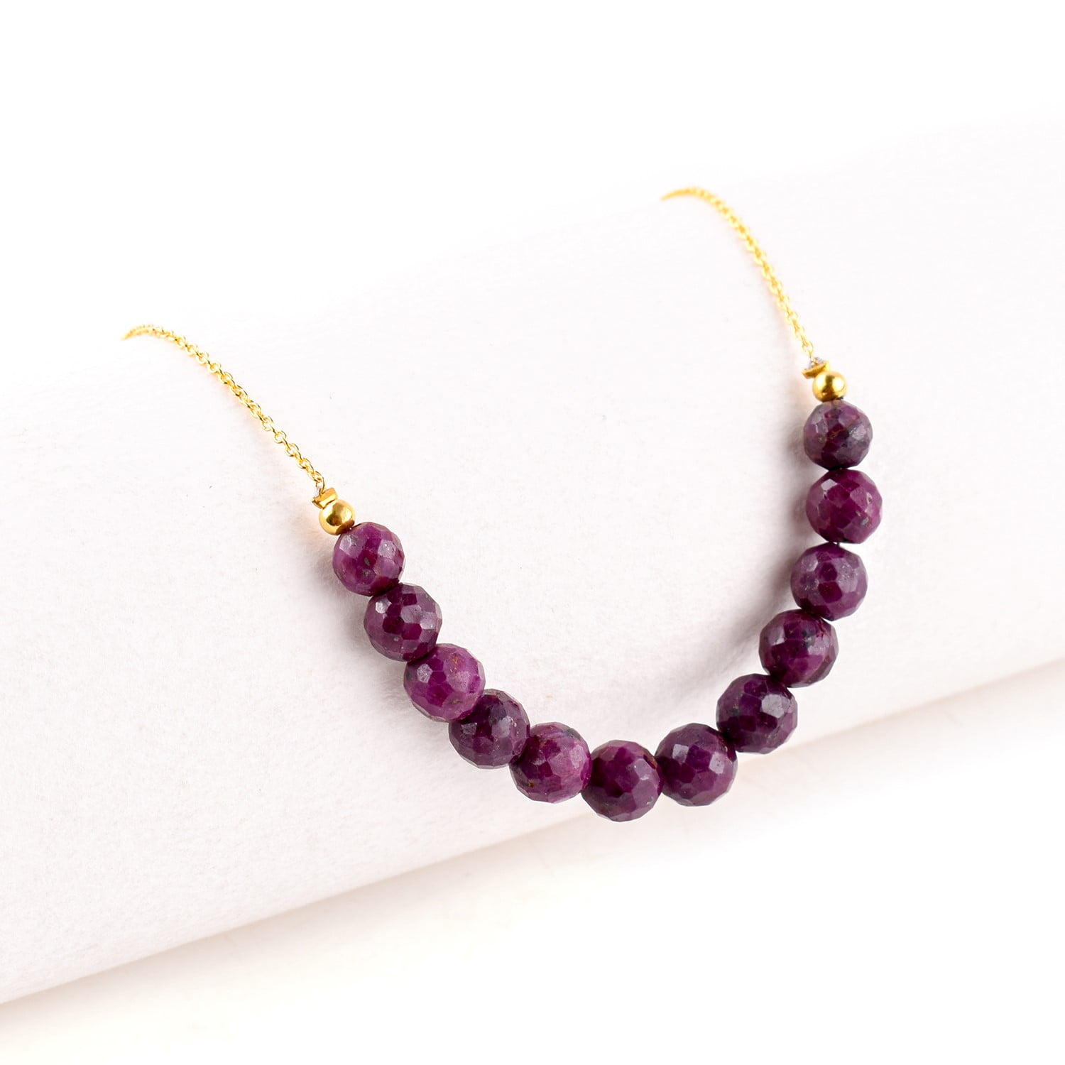 QNAVIC AA Natural Ruby Gemstone Round Beads Crystals Necklace Handmade ...