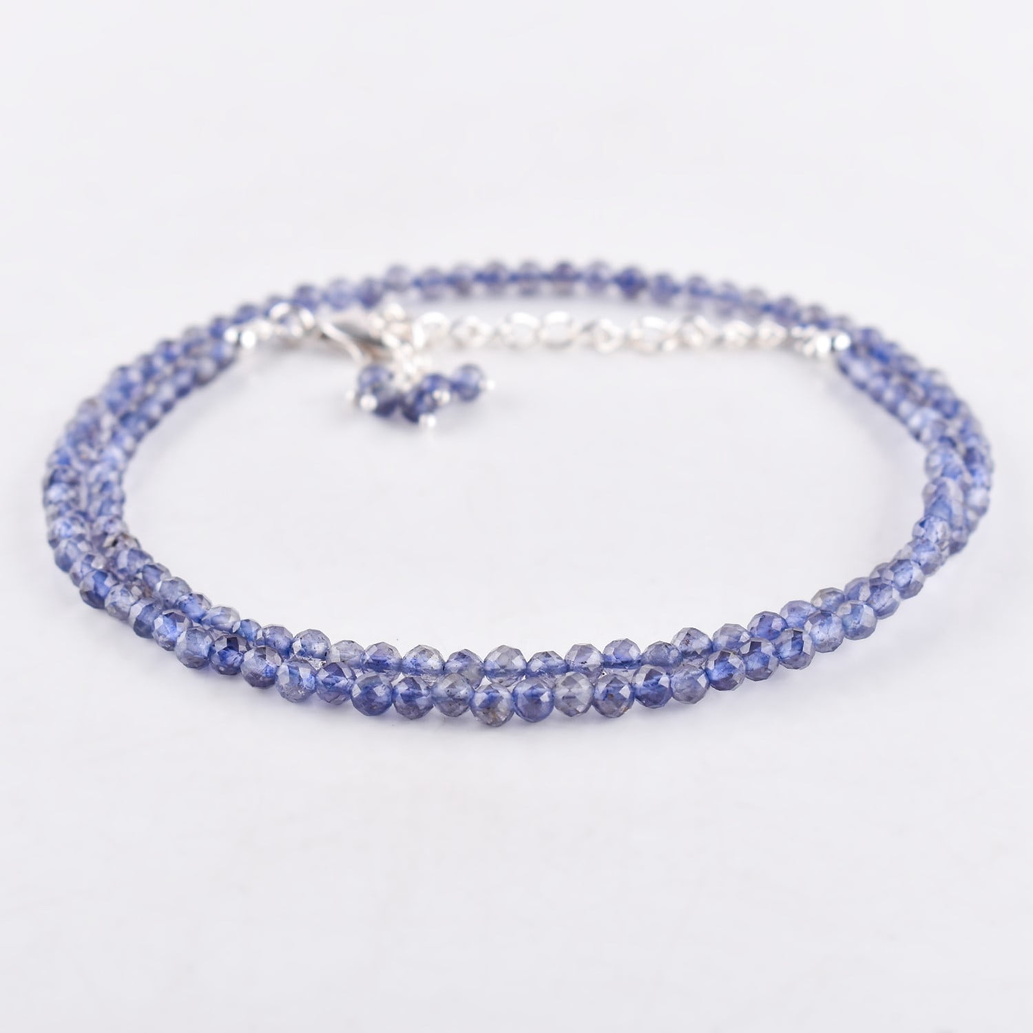 QNAVIC Natural Iolite Gemstone Micro Round Beads Dainty Choker Necklace ...