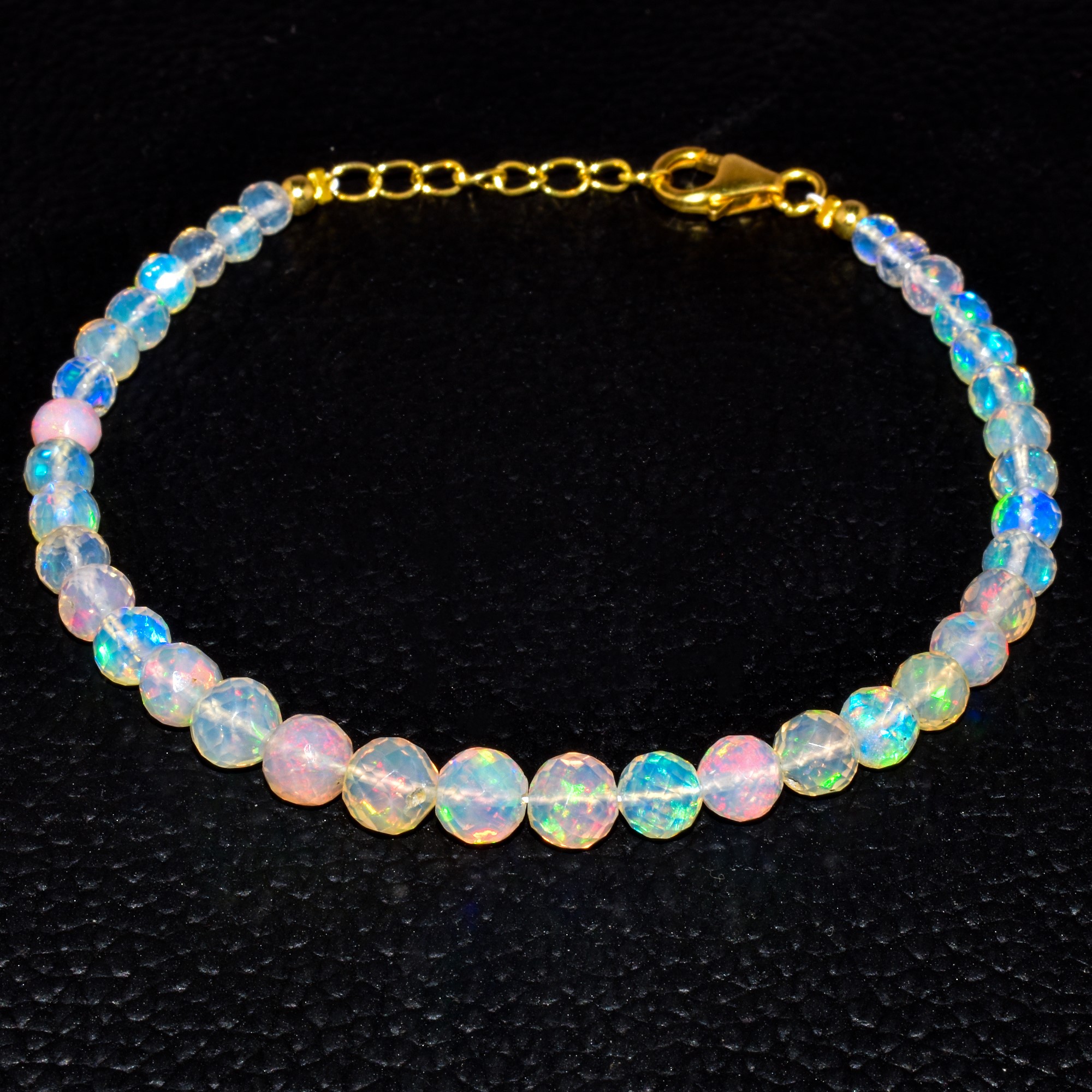 QNAVIC Ultra Fire Ethiopian Opal Gemstone Beads Dainty Choker Bangle ...