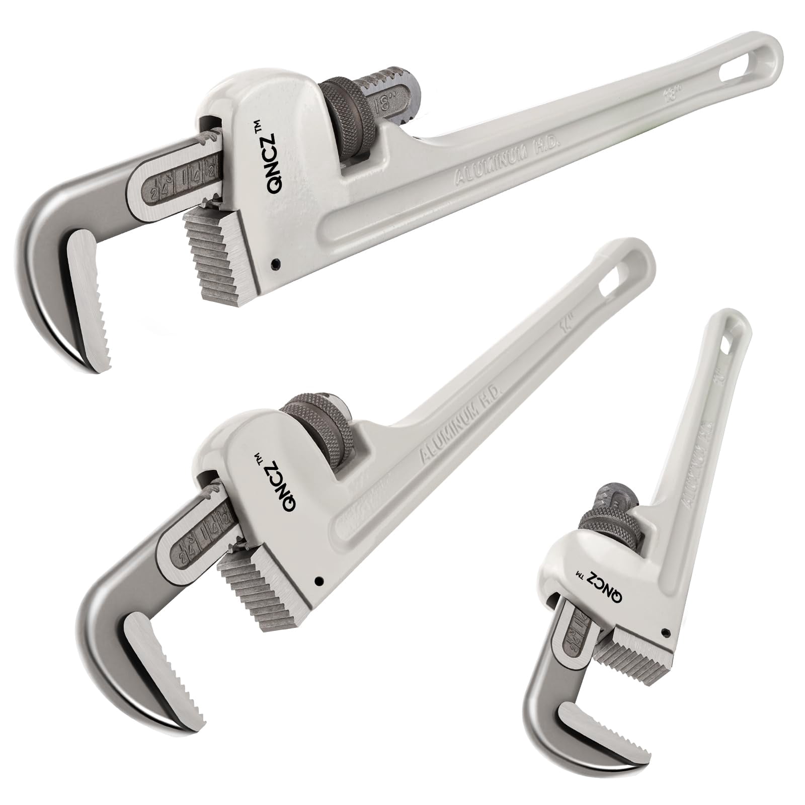 QNCZ Pipe Wrench Set, Professional Aluminum Pipe Wrench 10,14,18 Inch ...