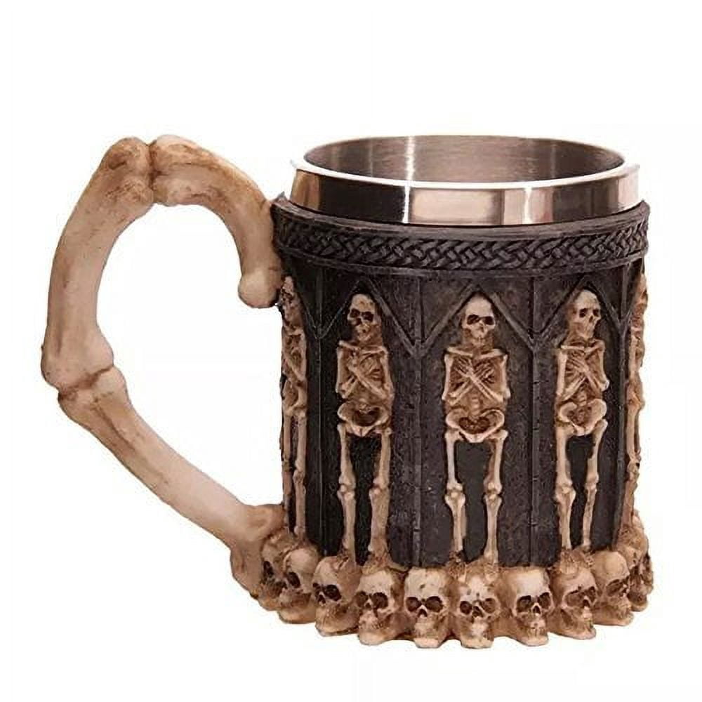 QNDREZ Ossuary Style Stainless Steel 3D Skull Skeleton Tankard Drinking ...