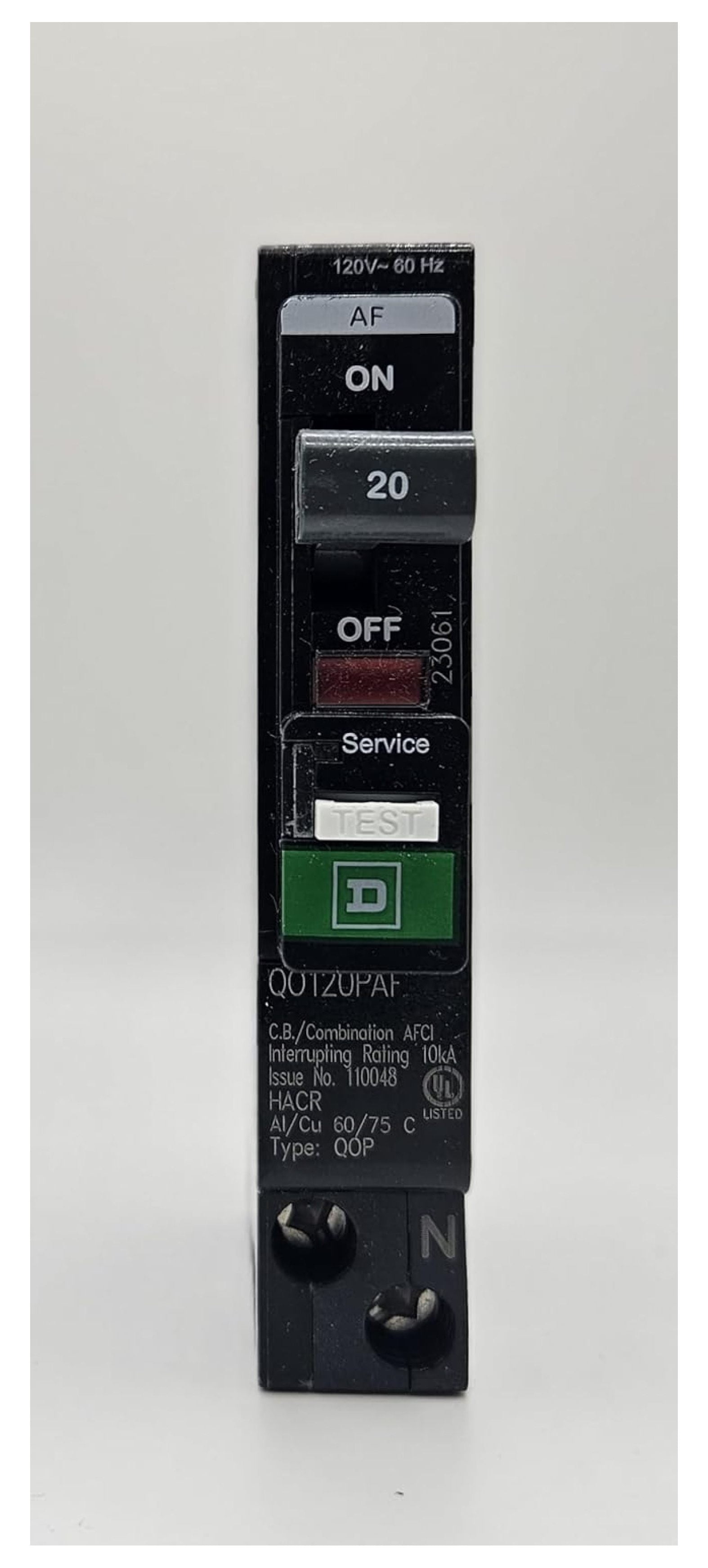 QO120PAF (New Version of QO120PCAFI) Circuit Breaker, QO, 20 AMPS, 1 ...