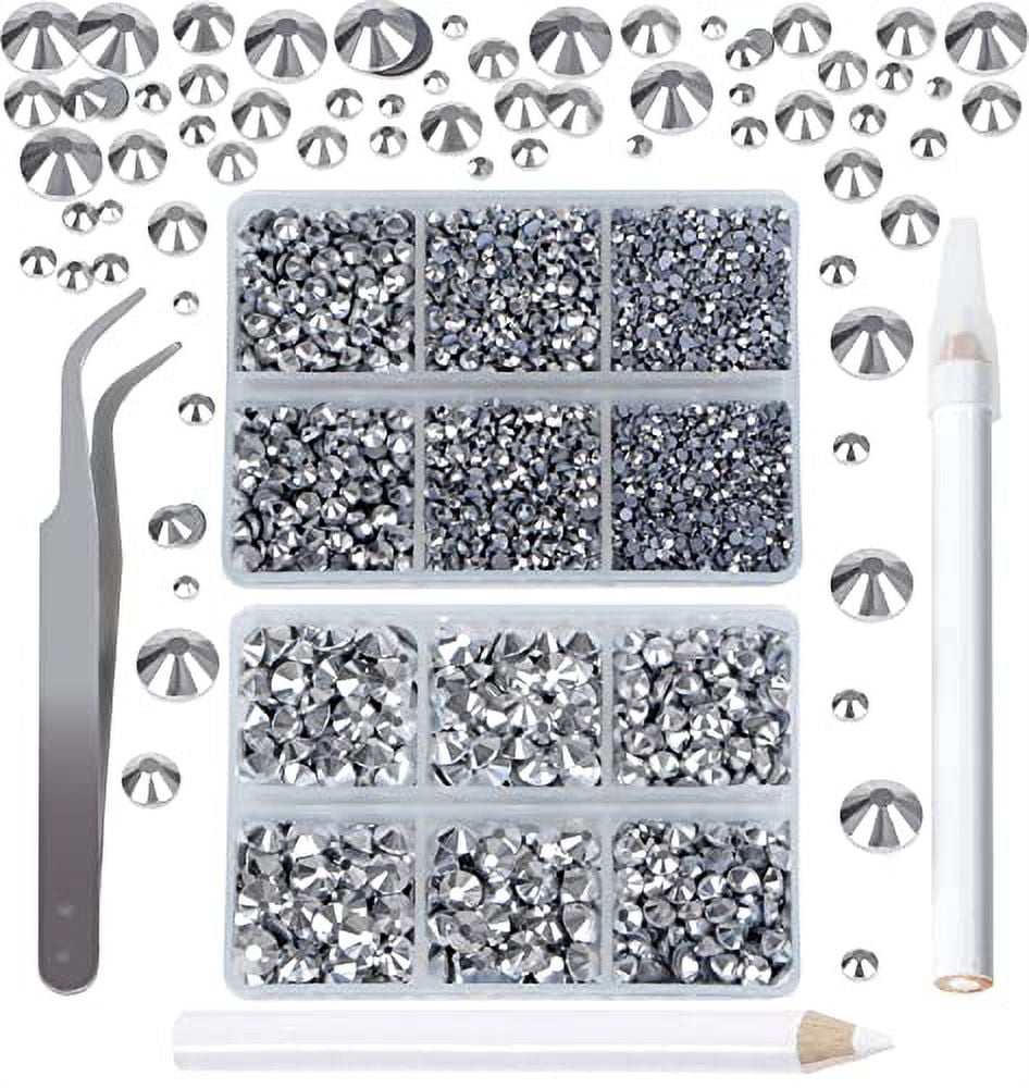 QOGIR 6300pcs Metallic Silver Hotfix Rhinestones for Crafts Clothes DIY ...
