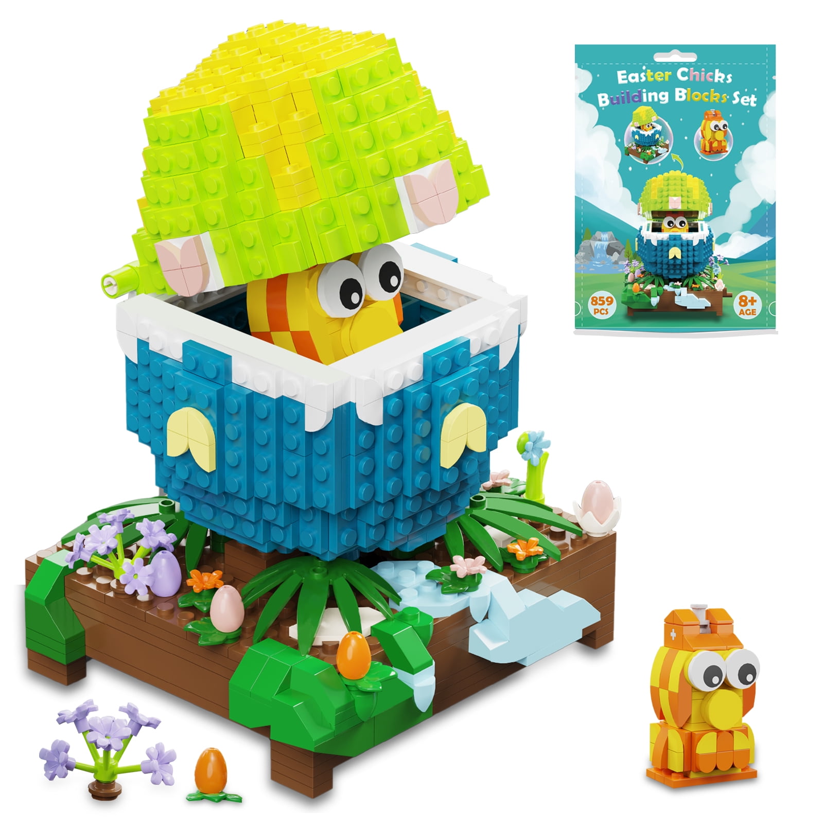 QOQ Easter Eggs Chick Building Blocks, Easter Mini Animals Building ...